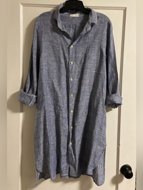 CP Shades | Dresses | Cp Shades Linen Shirt Dress Alinechambray Blue ...